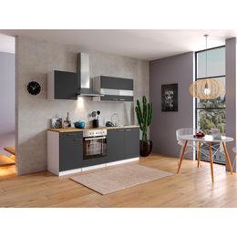 respekta K&uuml;chenzeile KB210WGC 210 cm Wei&szlig; - Grau
