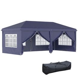 Outsunny Pavillon mit Seitenwänden blau 585L x 295B x 270H cm
