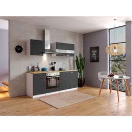 respekta K&uuml;chenzeile KB210WG 210 cm Wei&szlig; - Grau