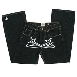 KIKI Jeanshotpants Sport-Jogginghose Y2k Star Eye Print Arbeitsjeans Outdoor-Hose