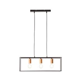 Brilliant Lampe, Arica Pendelleuchte 3flg schwarz/holzfarbend, 3x A60, E27, 60W, Kabel k&uuml;rzbar / in der H&ouml;he einstellbar