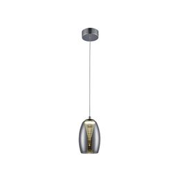 Brilliant Lampe Metropolis LED Pendelleuchte 1flg chrom/rauchglas 1x 5W LED integriert COB, 500lm, 3000K In der H&ouml;he einstellbar / Kabel k&uuml;rzbar Energiesparend und langlebig durch LED-Einsatz
