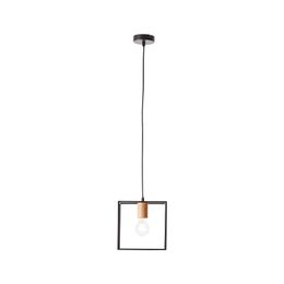 Brilliant Lampe, Arica Pendelleuchte 20x20cm schwarz/holzfarbend, 1x A60, E27, 60W, Kabel kürzbar / in der Höhe einstellbar