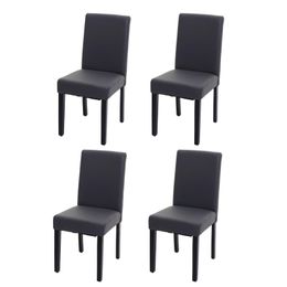 MCW 4er-Set Esszimmerstuhl Stuhl K&uuml;chenstuhl Littau MVG-zertifiziert ~ Kunstleder, grau matt, dunkle Beine