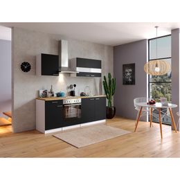 respekta K&uuml;chenzeile KB210WS 210 cm Wei&szlig; - Schwarz