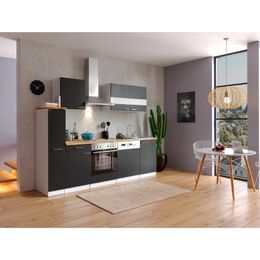 respekta K&uuml;chenzeile KB250WS 250 cm Wei&szlig; - Schwarz