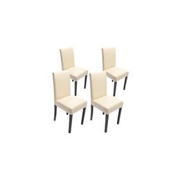MCW 4er-Set Esszimmerstuhl Stuhl K&uuml;chenstuhl Littau ~ Leder, creme dunkle Beine