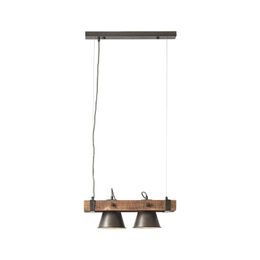 Brilliant Lampe, Decca Pendelleuchte 2flg schwarz stahl, 2x A60, E27, 10W, Holz aus nachhaltiger Waldwirtschaft (FSC)