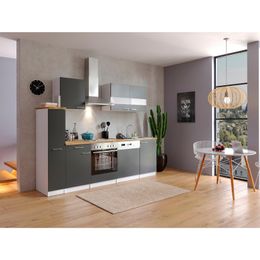 respekta K&uuml;chenzeile KB250WG 250 cm Wei&szlig; - Grau