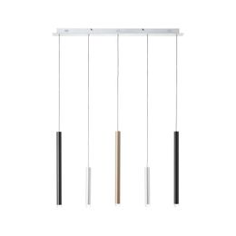 Brilliant Lampe Cembalo LED Pendelleuchte 5flg alu/schwarz/braun 5x 4W LED integriert, 362lm, 3000K In 3 Stufen &uuml;ber Wandschalter dimmbar In der H&ouml;he einstellbar / Kabel k&uuml;rzbar