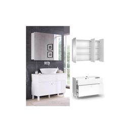 VICCO Badm&ouml;bel-Set Sola Wei&szlig; matt, moderne Serie, Badezimmer, dekorative Front Waschtischunterschrank Spiegelschrank