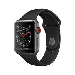 Apple Watch (Series 3) 2017 GPS + Cellular 38 mm - Aluminium Space Grau - Sportarmband Schwarz