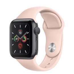 Apple Watch (Series 4) 2018 GPS + Cellular 44 mm - Rostfreier Stahl Space Grau - Sportarmband Rosa