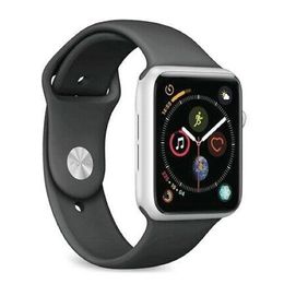 Apple Watch (Series 4) 2018 GPS 44 mm - Aluminium Silber - Sportarmband Schwarz