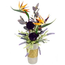 Kunstblume Gesteck aus Strelitzie, Allium und Lavendel, I.GE.A., Höhe 70 cm, orange