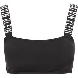 Calvin Klein Bikini-Oberteil, breite Träger, Logo-Details, Klipp-Verschluss, für Damen, schwarz, S