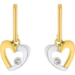 Amor Damen Ohrhänger Herzen, 375er Gelbgold, gold
