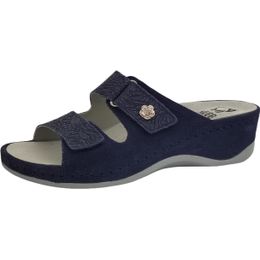 MUBB Sonja Pantoletten, Keilabsatz, Leder, für Damen, blau, 39