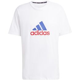 Adidas T-Shirt, Logo-Frontpint, für Herren, weiß, L