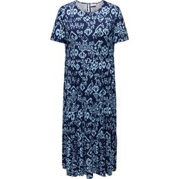 Only CARMAKOMA Sommerkleid, Allover-Musterung, 3/4-lang, für Damen, blau, 42