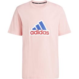 Adidas T-Shirt, Logo-Frontprint, für Herren, rosa, M