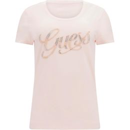 Guess T-Shirt, Logo-Print, Strass, für Damen, rosa, XS