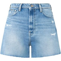 Pepe Jeans Jeans-Shorts, Used-Waschung, Baumwolle, für Damen, blau, 27