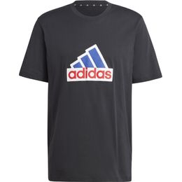 Adidas T-Shirt, Logo-Print, Baumwolle, für Herren, schwarz, L
