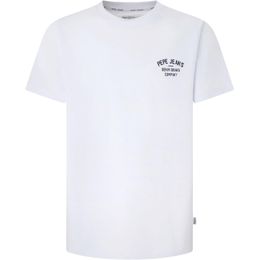 Pepe Jeans T-Shirt, Baumwolle, Logo-Print, für Herren, weiß, XXL