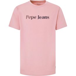Pepe Jeans T-Shirt, Baumwolle, Marken-Schriftzug, für Herren, rosa, M