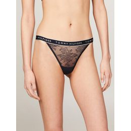 Tommy Hilfiger Tanga, Logo-Bund, Spitze, für Damen, blau, S