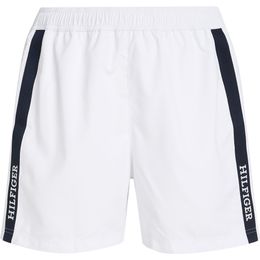 Tommy Hilfiger Badehose, zweifarbig, Markenschriftzug, für Herren, weiß, M