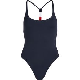 Tommy Hilfiger Badeanzug, hoher Beinausschnitt, Label, für Damen, blau, XS