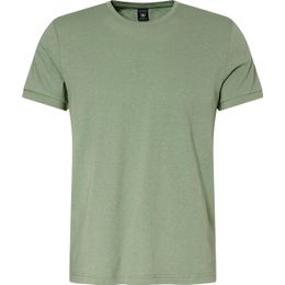 DUNMORE T-Shirt, Leinenanteil, Rundhals, für Herren, grün, L