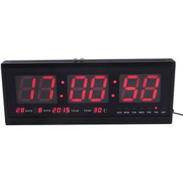 Groe digitale Big Jumbo led Wand-Timer Alarm Batterieuhr mit Kalender Temperatur (rot) - Eosnow