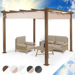 Blumfeldt Pantheon Rust Pergola Aluminiumkantrohr 3x3m 6 Eckpfosten wasserabweisend - Erdbraun / Sand