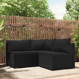 MAISONCHIC - 3-tlg. Garten-Lounge-Set, Gartenmöbel, Sitzgruppe Gartenset mit Kissen Schwarz Poly Rattan LLOAQ528901