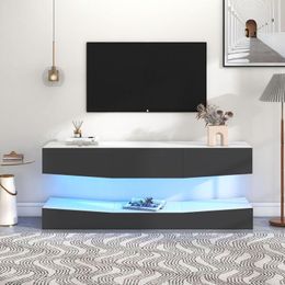 Tv Lowboard, Minimalistischer tv Schrank, tv Board Hängend mit LED-Leuchten - Schwarzer