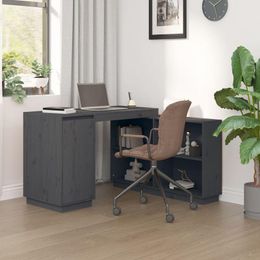 Schreibtisch Grau 110x50x75 cm Massivholz Kiefer - Grau - Prolenta Premium