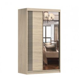 E-meubles - Kleider Kleiderschrank mit Spiegel Schwebetürenschrank 2-türig Schrank mit Einlegeböden und Kleiderstange Schiebtüren Schlafzimmer