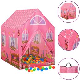 Kinder-Spielzelt, Kinderzelt für drinnen, Faltbares Kinderspielzelt mit 250 Bällen Rosa 69x94x104 cm KLI43357 MAISONCHIC