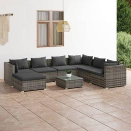 8-tlg. Garten-Lounge-Set Gartenmöbel-Set Terrassen-Sitzgruppe mit Kissen Poly Rattan Grau ZDEH87497 MAISONCHIC