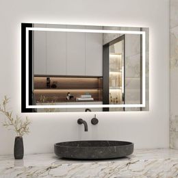 Spiegel mit beleuchtung 100x70cm - Kaltweiß+Touch+Beschlagfrei