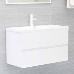 Waschtischunterschrank,Waschbeckenunterschrank Badschrank,Unterschrank Hochglanz-Weiß 80x38,5x45 cm -BNC23351 - Bonnevie