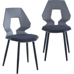 Trisens - 2er 4er Set Design Stühle Esszimmerstühle Küchenstühle Wohnzimmerstuhl Bürostuhl Kunststoff , 2 St., Grau / Dunkelgrau