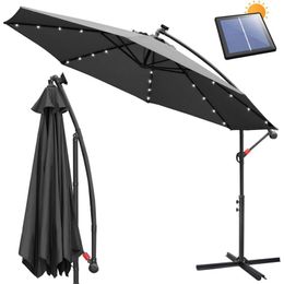 Swanew - Sonnenschirm mit led Beleuchtung Ampelschirm Garten Schirm UV-Schutz Kurbelschirm Ständer Gartenschirm Marktschirm 300cm mit 24 LED-Lämpchen