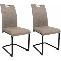 Trisens - Moderne Esszimmerstühle mit Stoffbezug - gepolsterte Esstischstühle Freischwinger mit robustem Metallgestell, 2 St., Beige-Grau