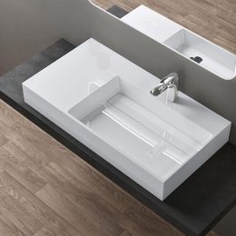 Doporro - Design Waschbecken bth: 100x48x13 cm Mineralguss Waschbecken in Reinweiss als Aufsatzwaschbecken und Hängewaschbecken geeignet