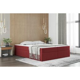 Boxspringbett Schlafzimmerbett prima 140x200cm Stoff Rot inkl. Bettkasten