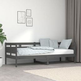 Tagesbett Grau Massivholz Kiefer 80x200 cm - Grau - Prolenta Premium